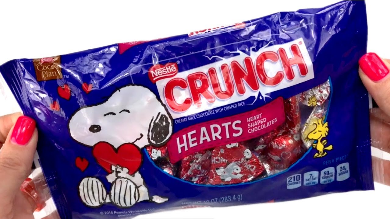 Snoopy Nestle Crunch Hearts Unwrapping - YouTube