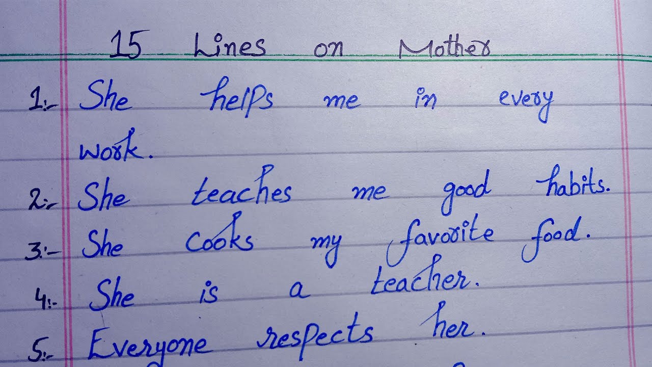 15 lines on mother | my mother essay 15 lines | SR Handwriting - YouTube