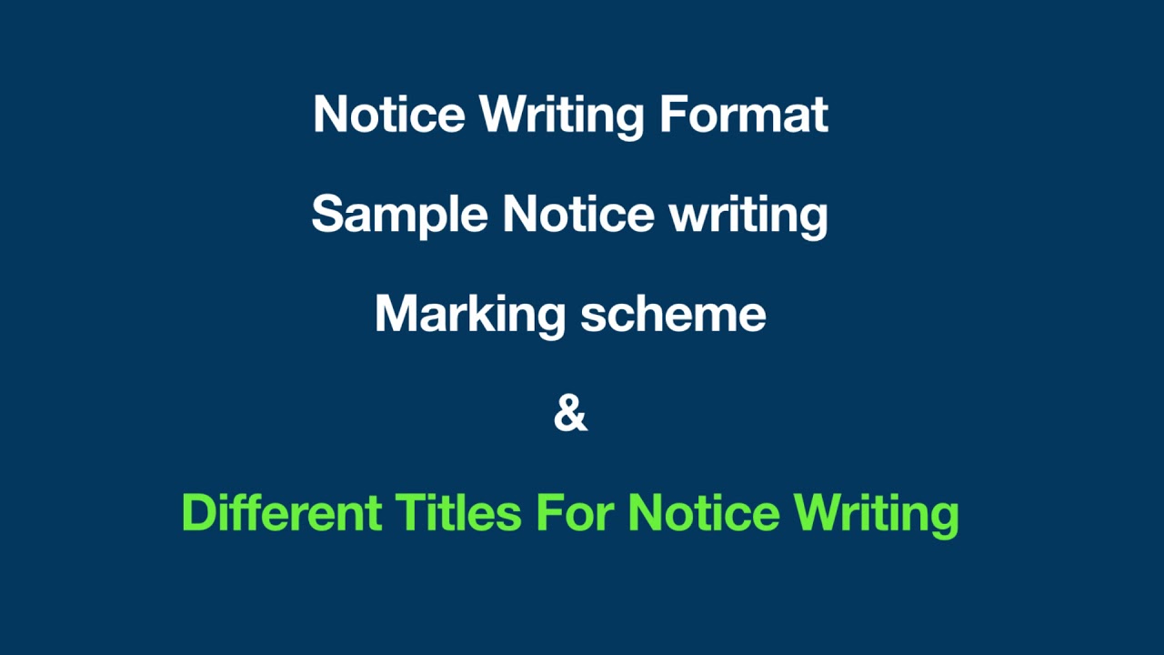 Example Of Notice Writing