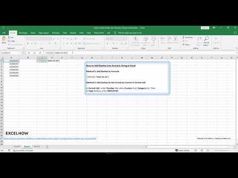 How to Add Dashes into Numeric String in Excel - YouTube