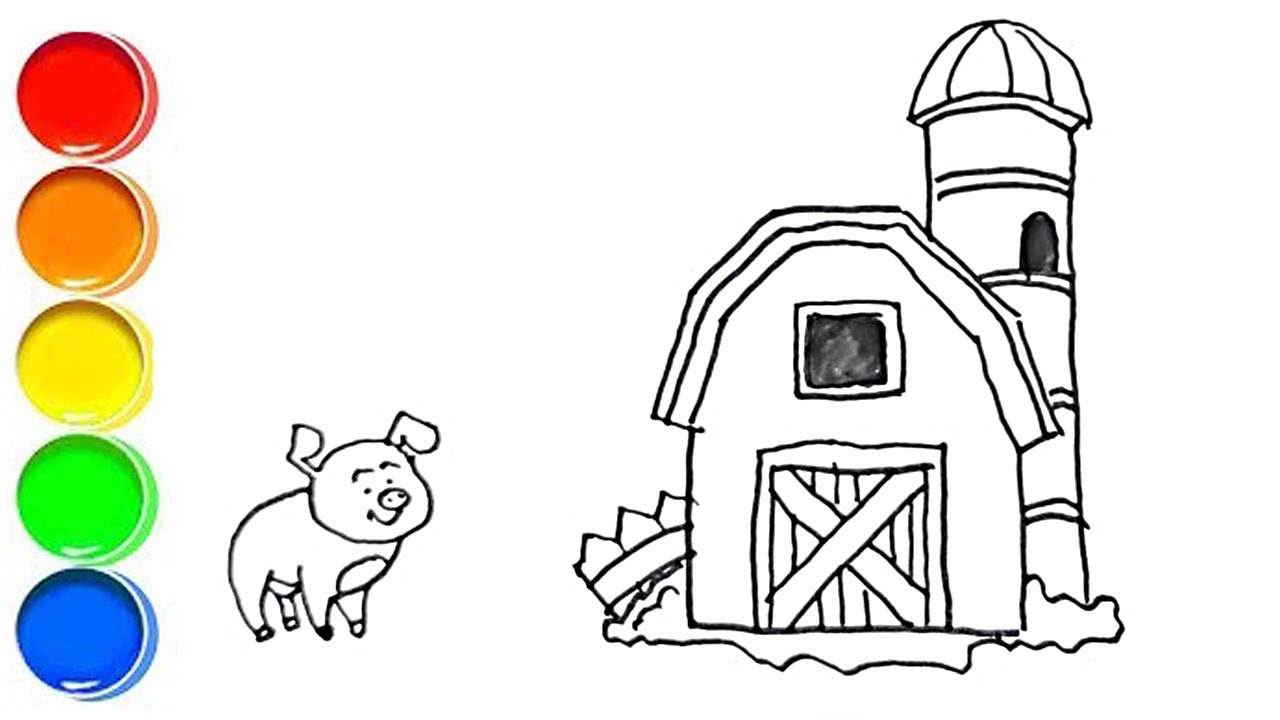 Draw a Pig on a Farm with color Paints for kids | Pop Up - YouTube