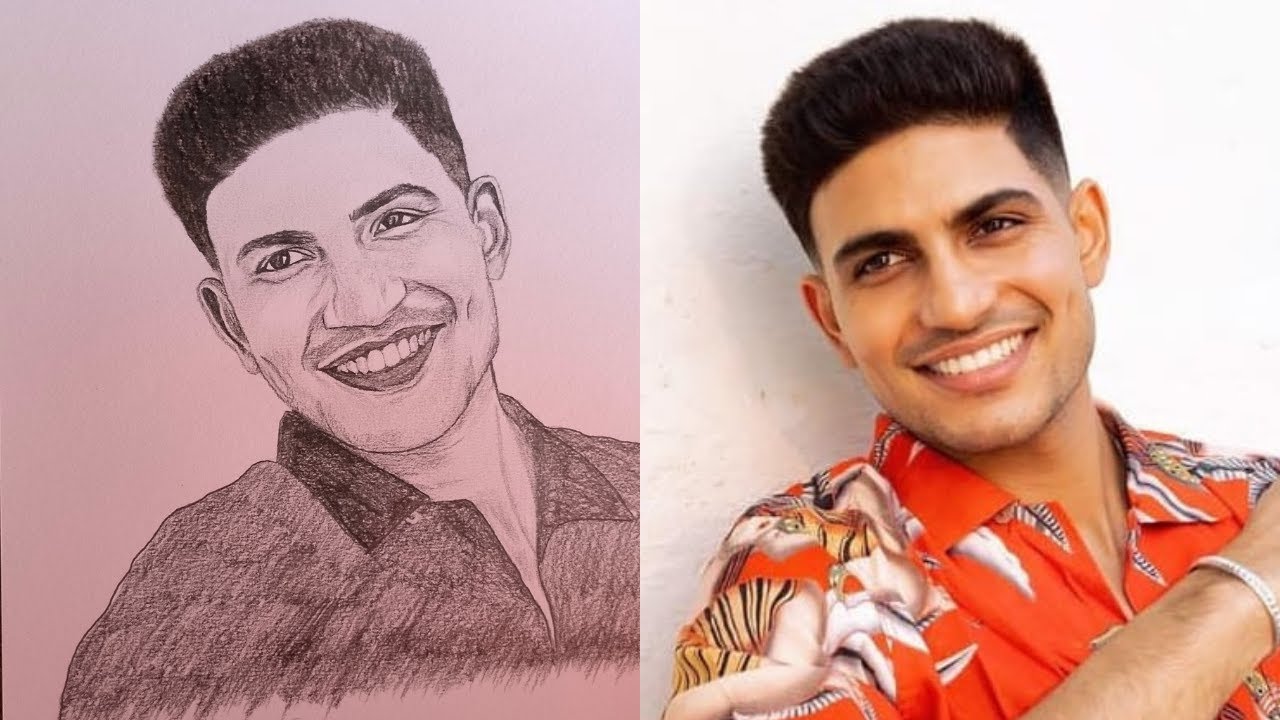 how to draw Shubman Gill step by step || Cricketer player drawing ...