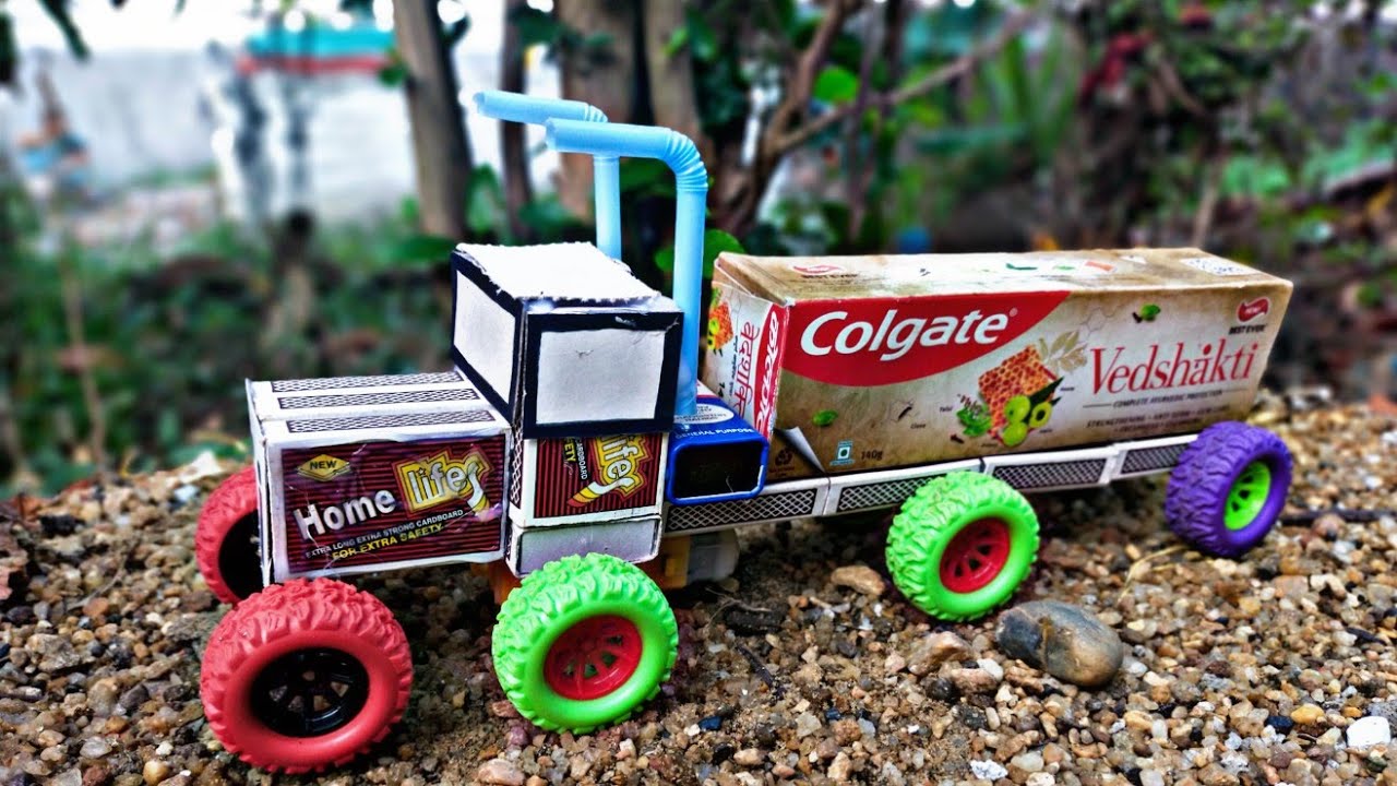 How to make toothpaste container Truck at home ! Diy toy truck 🚛🚛#Desi ...
