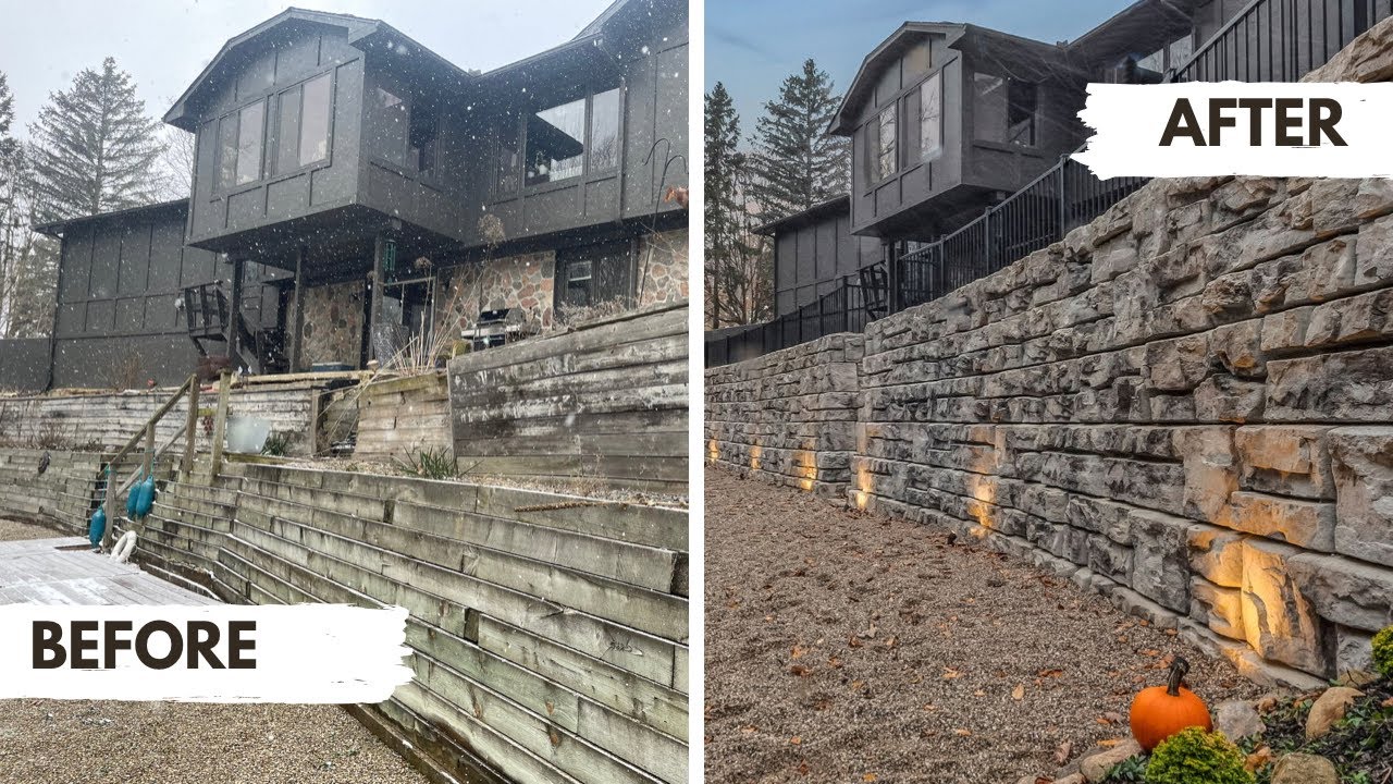 HUGE 10’ Redi Rock Retaining Wall Time-Lapse | Very Tight Building ...