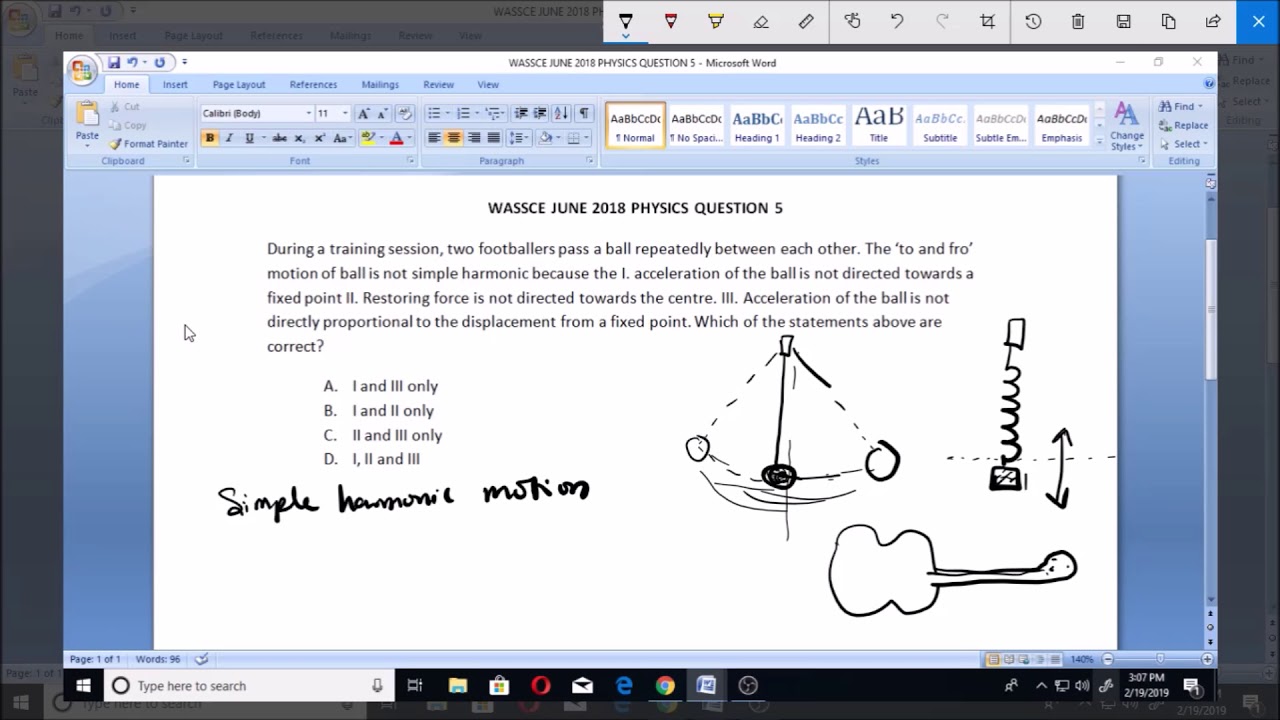 WAEC PHYSICS PAST QUESTION 5 Simple Harmonic Motion Examples - YouTube