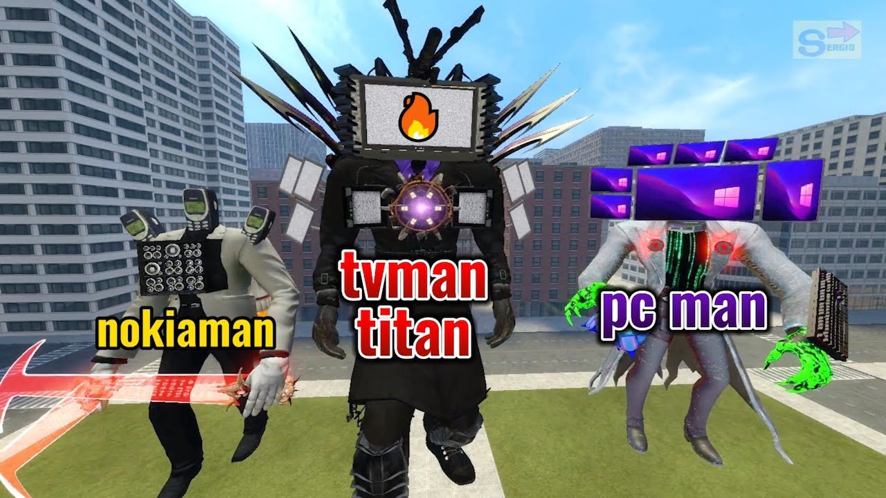 Tvman Titan, Pcman, Nokiaman vs all skibidi toilet bosses in Garry's ...