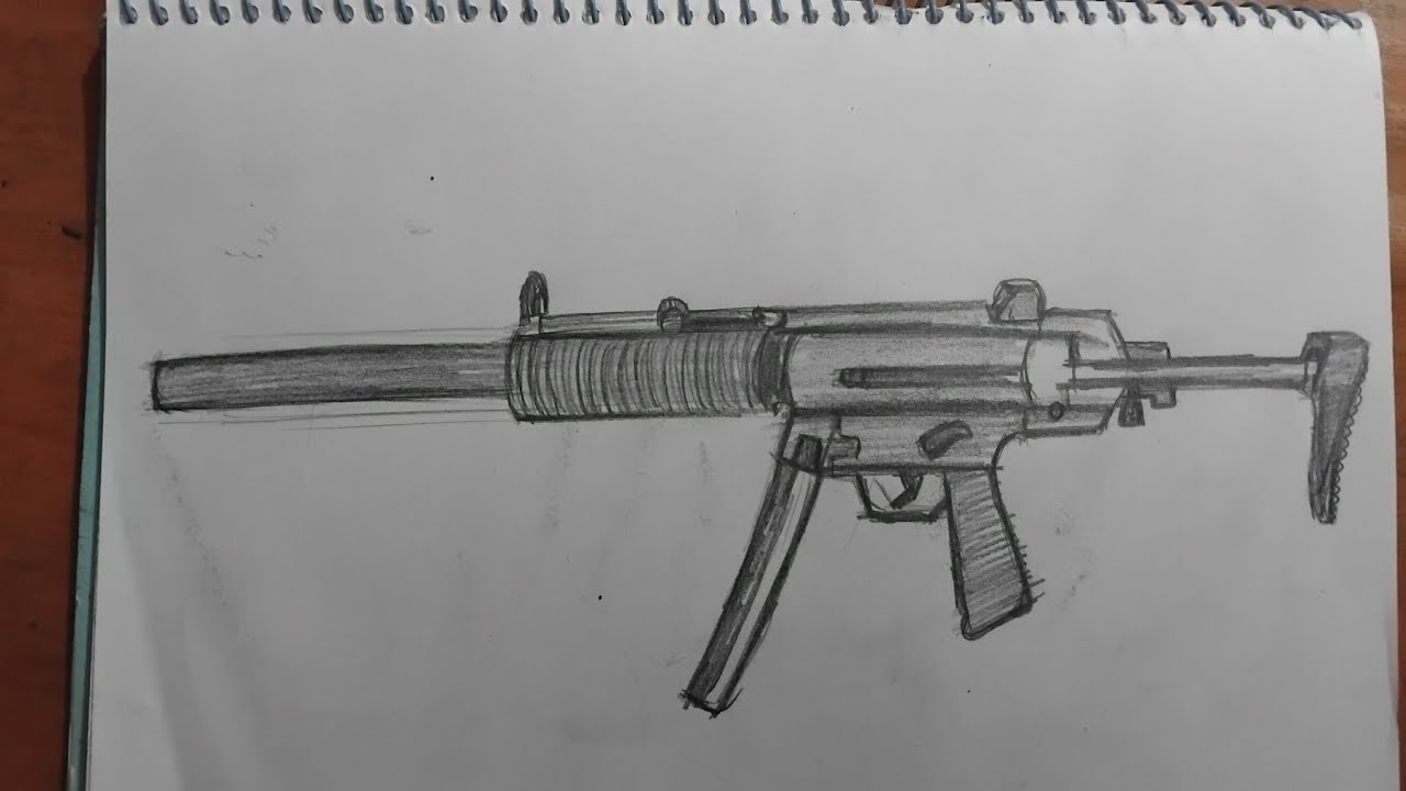 Military Gun Drawing - US Army Gun MP5 - YouTube