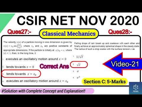 21. Classical Mechanics Solutions| CSIR NET NOV 2020| Section-C: 5-Marks| Complete Solution| NTA ...