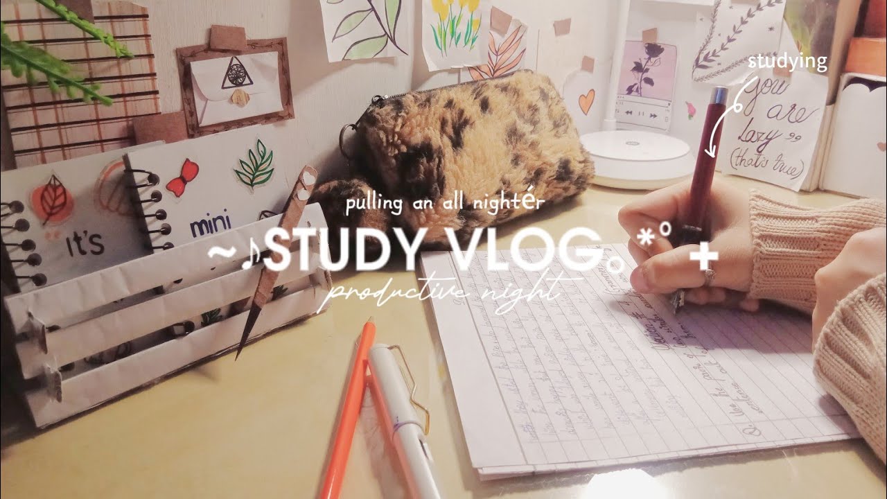 MINI STUDY VLOG~⁠♪🎧|pulling an all nightér, late night studying ...