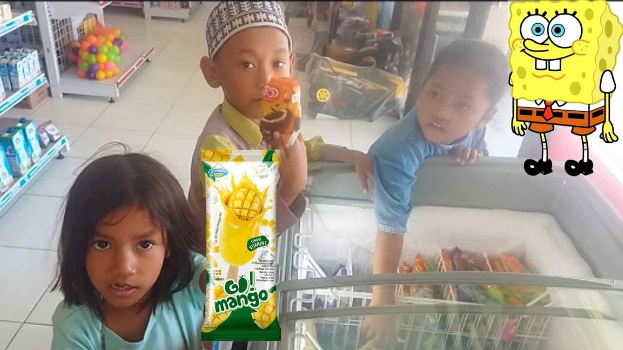 DRAMA BORONG ES KRIM SPONGEBOB FANTASTIS CHOCO BANANA, ES KRIM GOO ...