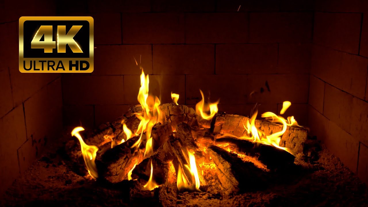 The Best Fireplace Background (10 Hours) 4K Fireplace With Burning Logs ...