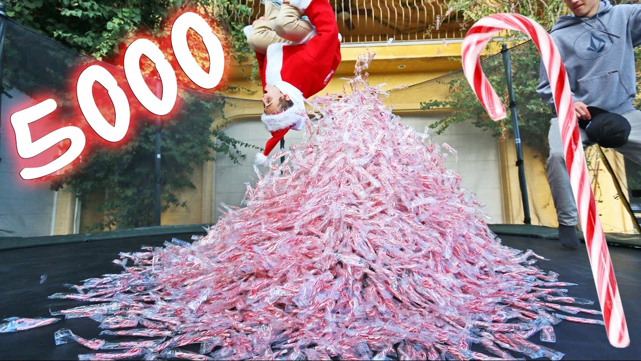 TRAMPOLINE VS 5000 CANDY CANES *CHRISTMAS SPECIAL* - YouTube