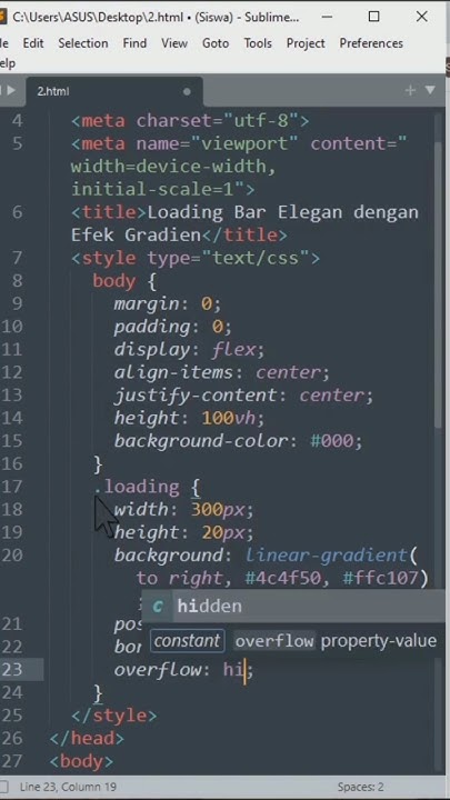 Loading Bar Elegan Dengan Efek Gradien Tutorial Html Css Html Css Htmlcss Mengareit