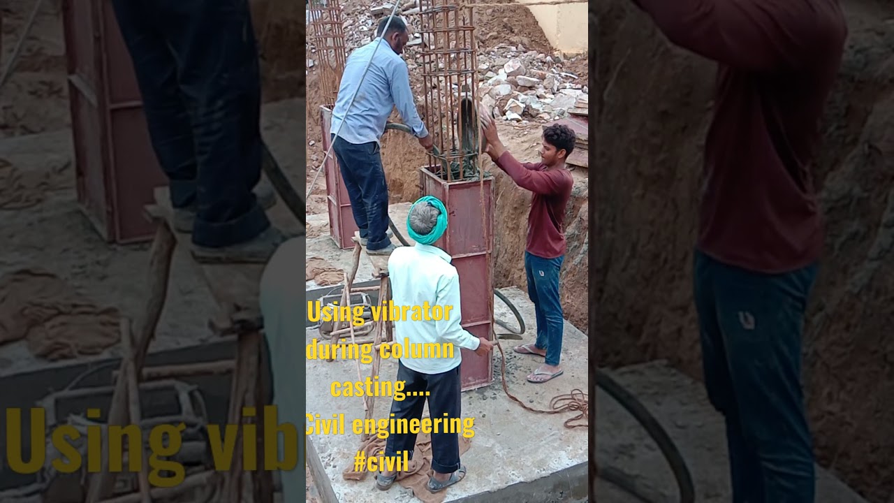 Using vibrator during column casting..# civil engineering #construction #Civil ki पढ़ाई - YouTube