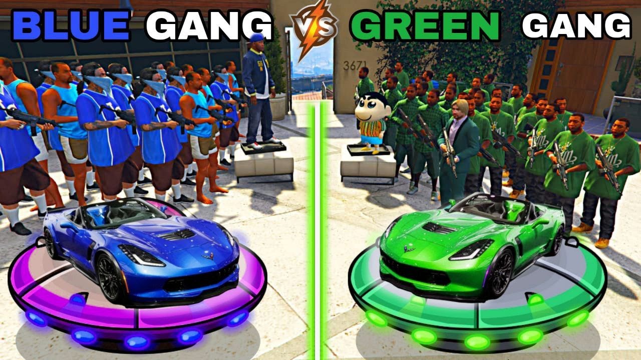 Franklin Blue Gang VS Shinchan Green Gang Biggest Challenge In GTA 5 ...