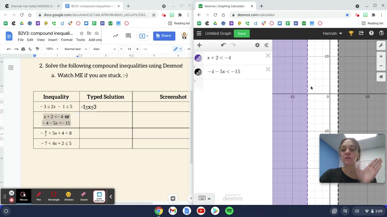 Solving compound inequalities in Desmos - YouTube