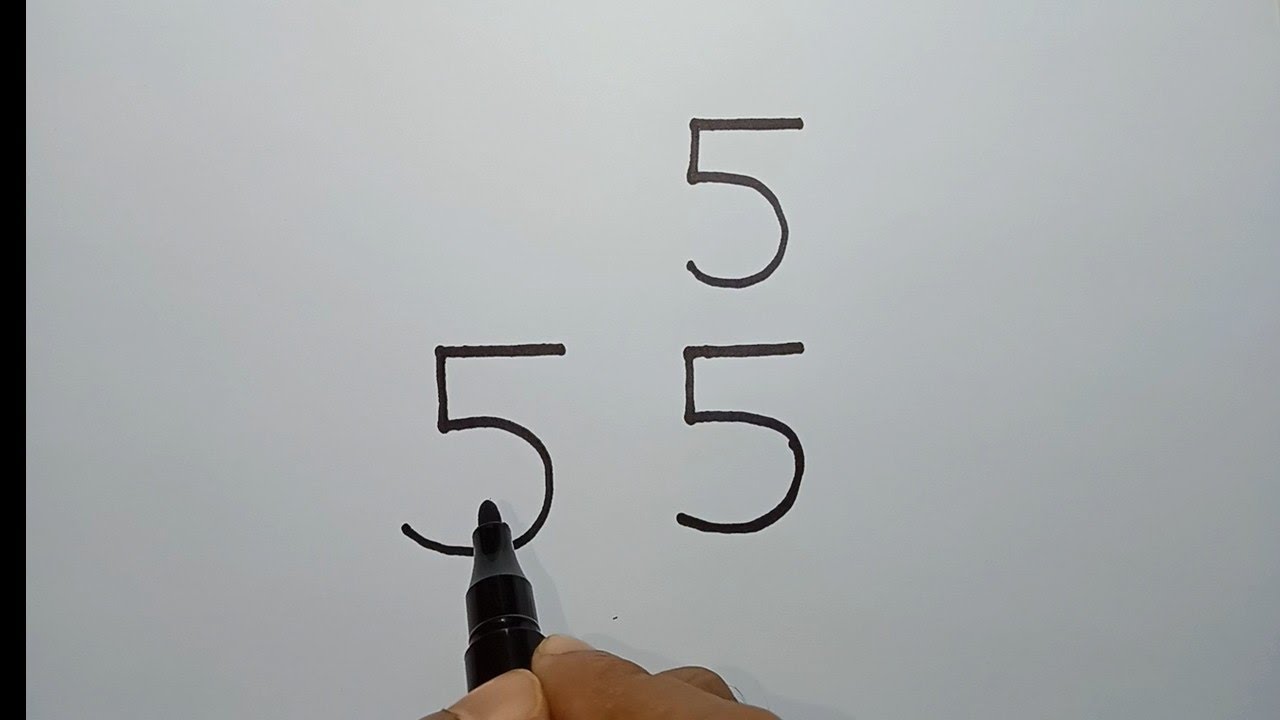 How to Draw Elephant from Number 555 | Easy Elephant Drawing for ...