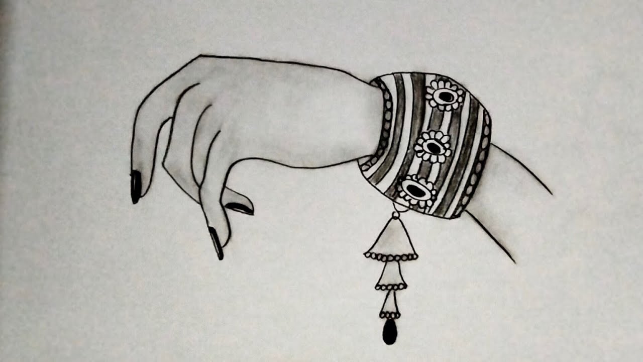 How To Draw Hand with Beautiful Bangles | Hand Drawing | Pencil Sketch ...