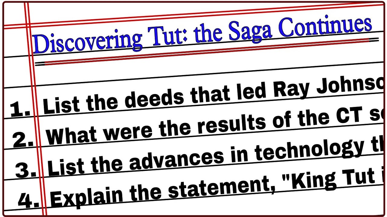 Discovering Tut : the Saga Continues | Class 11 English | Chapter 3 | Question Answer - YouTube