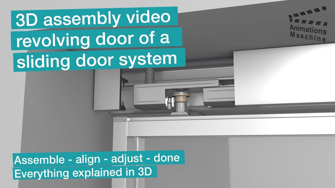 3D assembly video of a revolving door of a sliding door system - YouTube