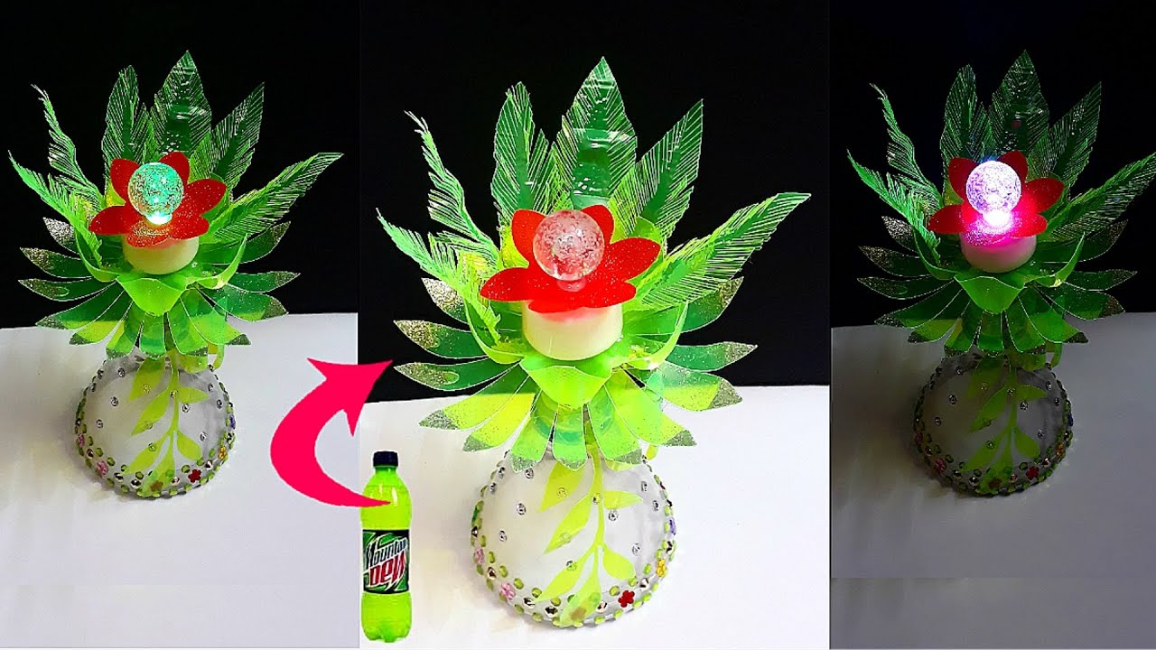 DIY :Showpiece/Tealight holder made from waste Plastic Bottle| room ...