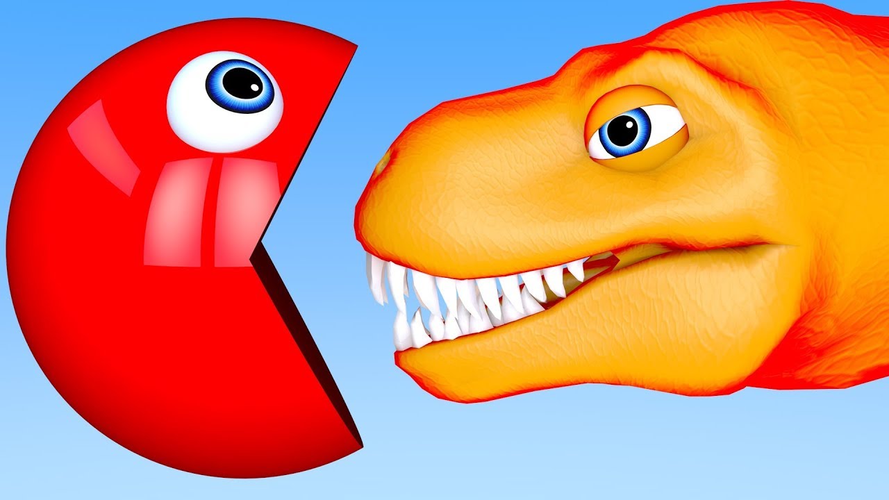 Learn Colors with PACMAN as he finds a Ice Cream, Dinosaur and travels ...