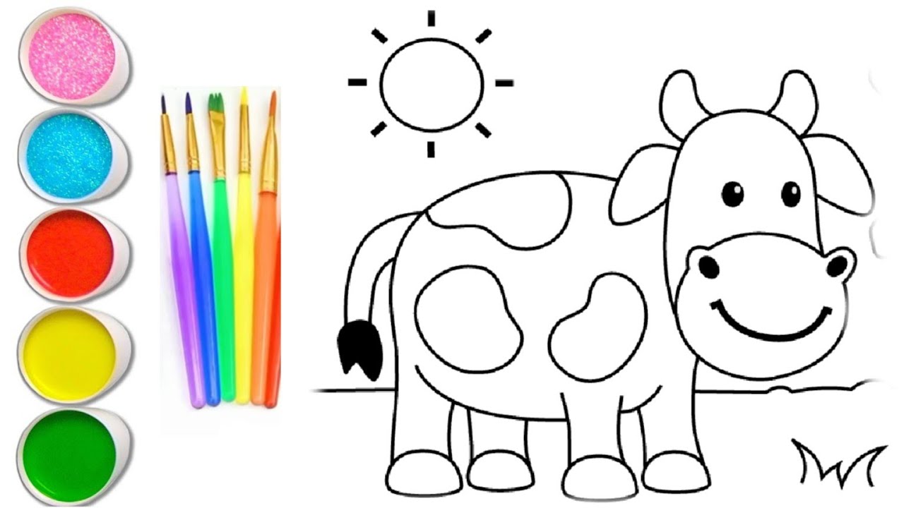 Cute Cow colouring | cow goes moo song | fun coloring for kids - YouTube