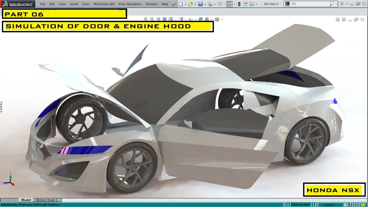 Part 06 : 3D Modeling Honda NSX - Simulation of Door & Engine Hood ...