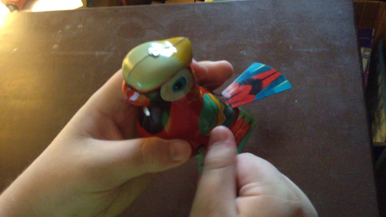 Baby Einstein Toy Review: Vintage Wind-Up Tin Litho Jumping Parrot ...