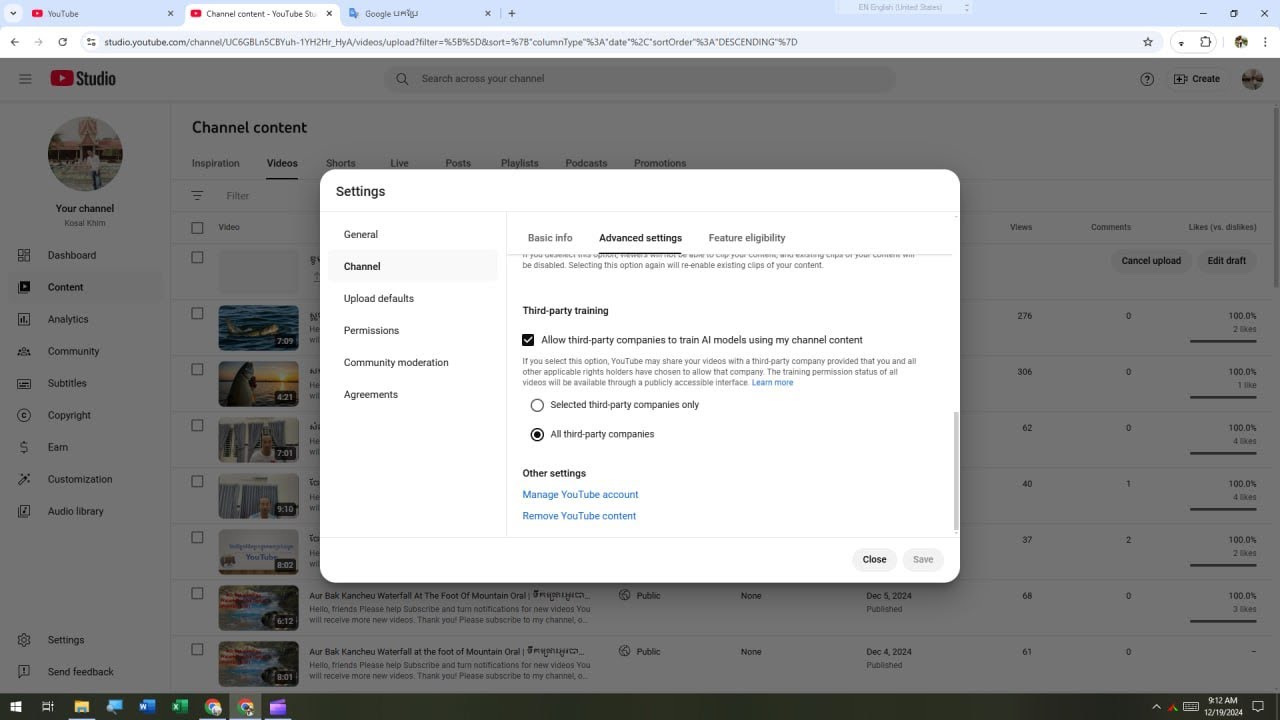 How to Open Allow third-party companies to train AI models using my ...