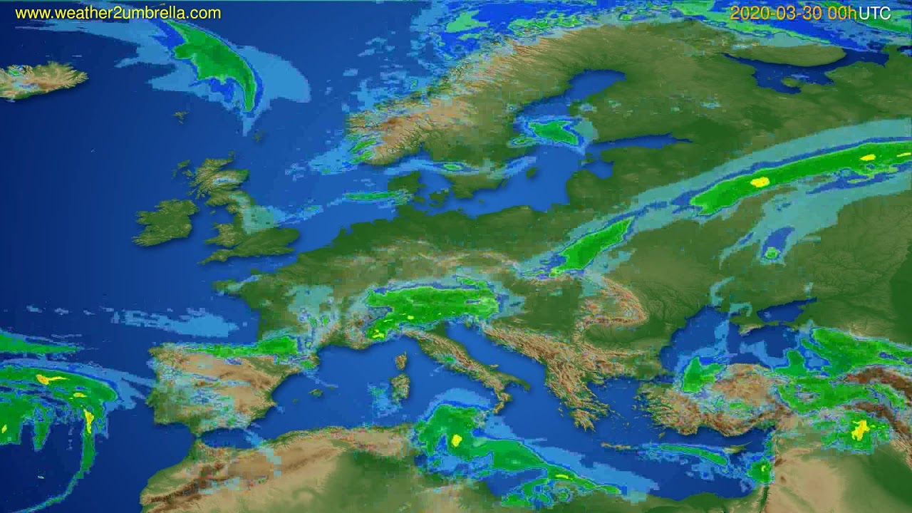 Radar forecast Europe // modelrun: 12h UTC 2020-03-29 - YouTube