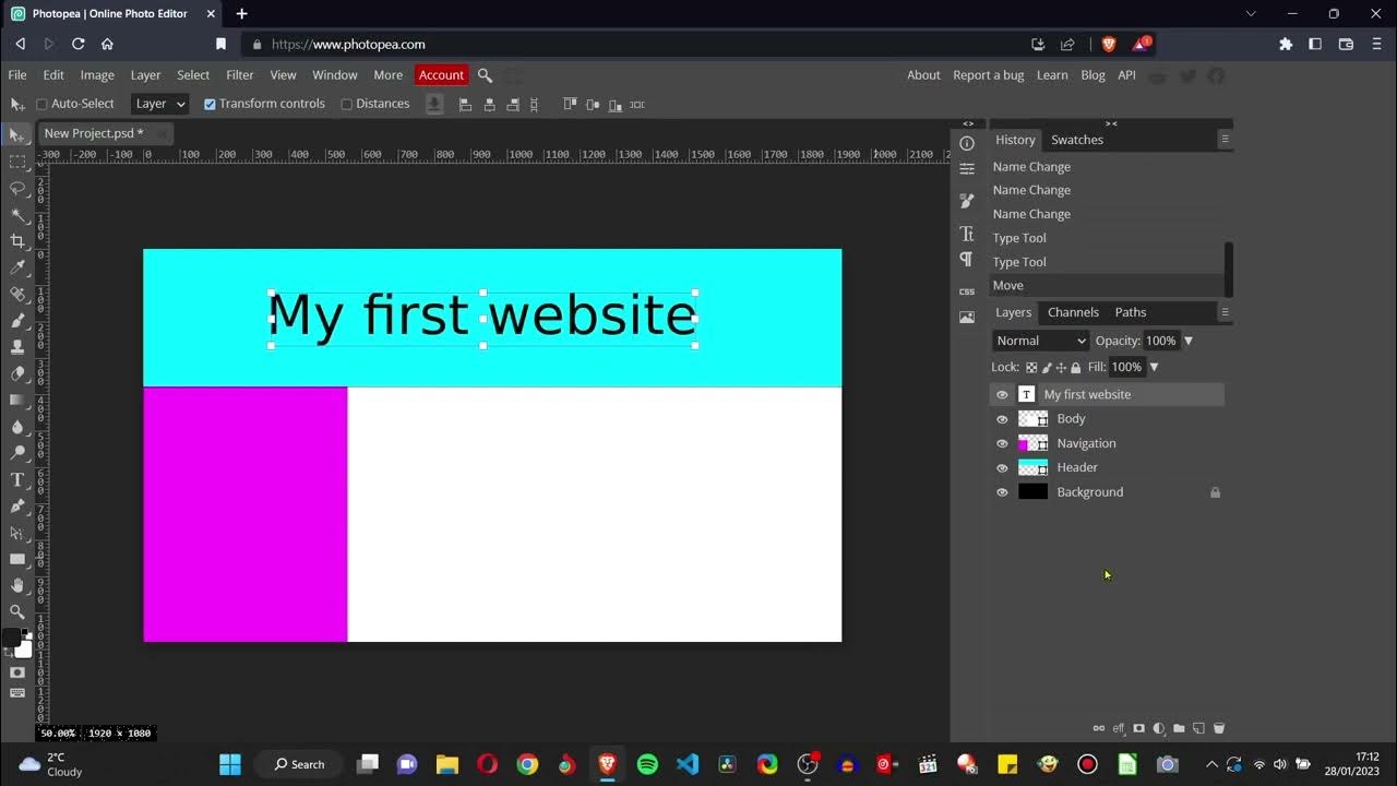 Photopea Tutorial - Lesson 1, New Project & Saving - YouTube