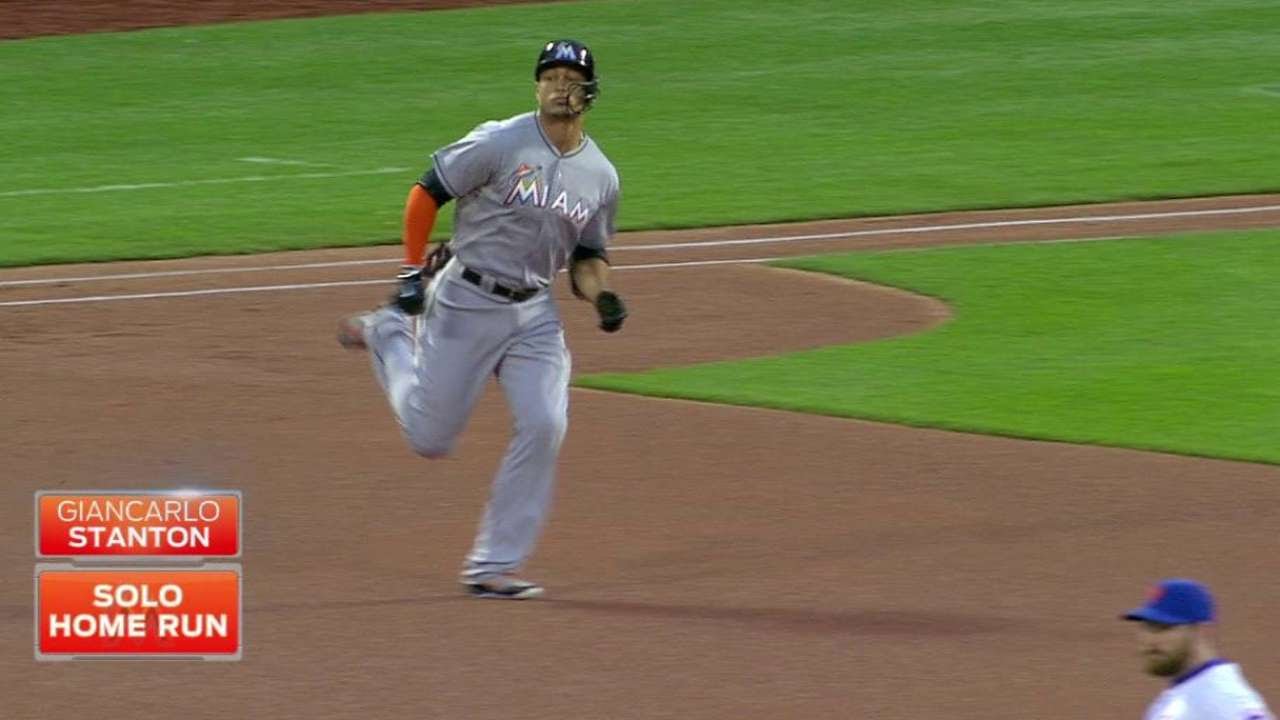 MIA@NYM: Stanton opens scoring with solo shot - YouTube