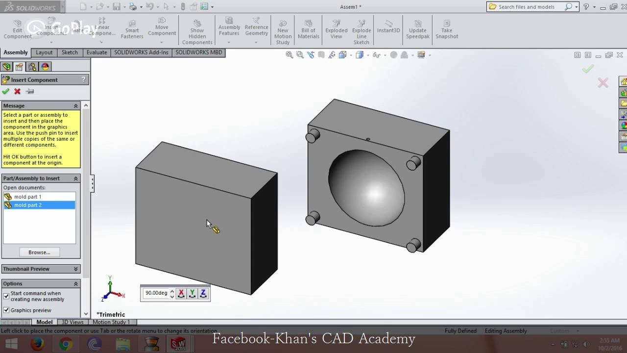 Simple mold design solidworks Part 2 - YouTube