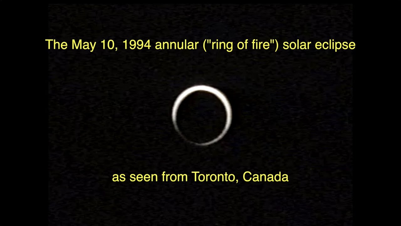 The May 10, 1994 annular ("ring of fire") solar eclipse, as seen from ...