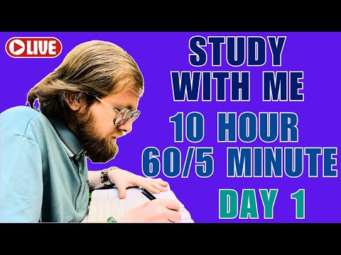 🔴 LIVE | 10 HOUR Study With Me | Rain Sound & Pomodoro Timer 60 & 5 | Day 1