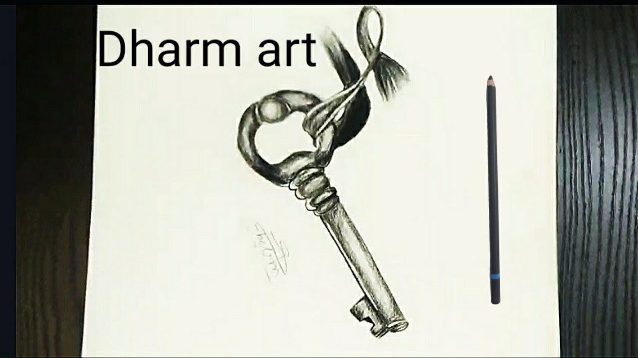 How to draw a 'key' with pancil sketch ((sketching)) video - YouTube