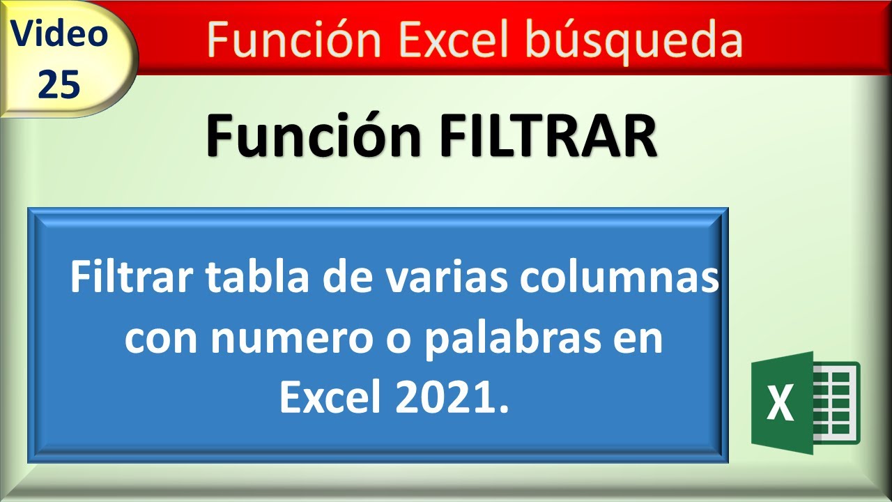 función filtrar (filtrar datos en Excel 2021) - YouTube
