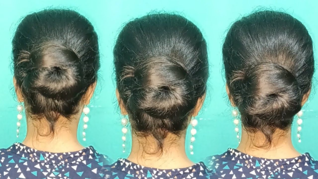 Self Bun Hairstyle / Donut Hair Bun Tutorial / Donut Hair Bun Tutorial ...