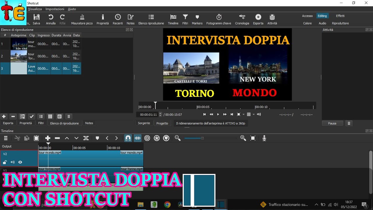 CREARE UNA INTERVISTA DOPPIA CON SHOTCUT - YouTube