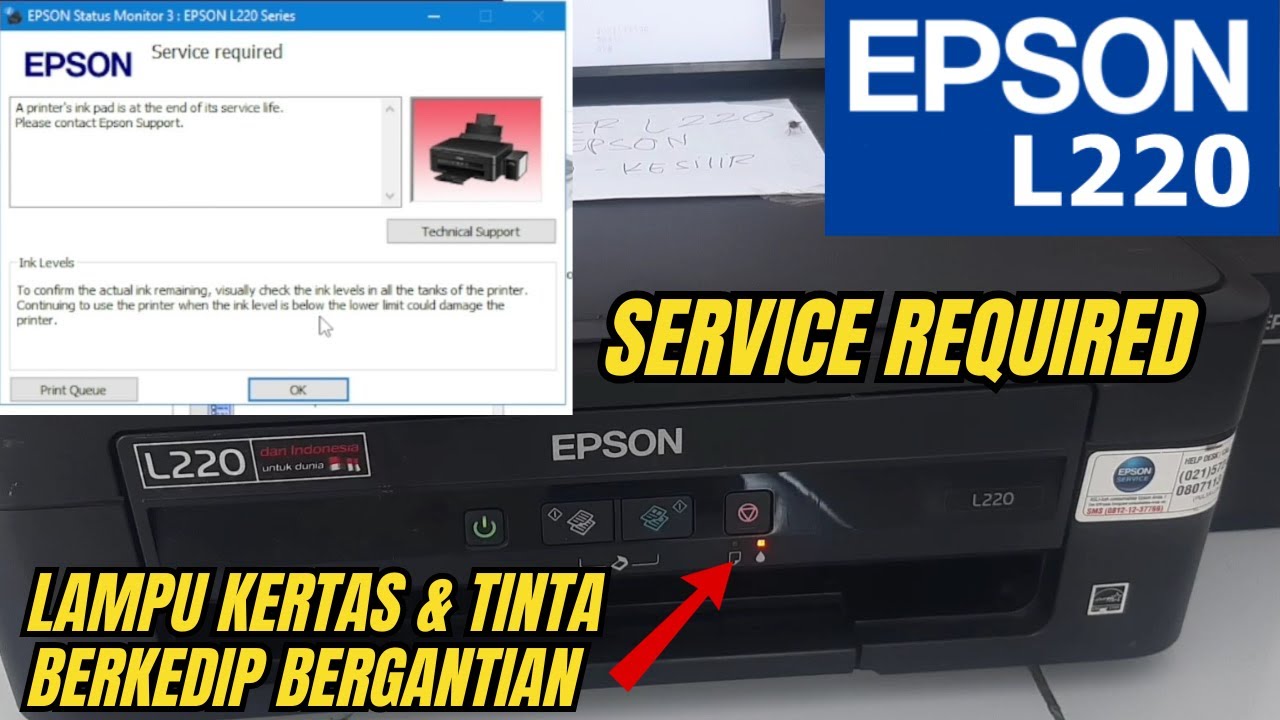 Cara Reset Printer Epson L220 Lampu Kertas Dan Tinta Berkedip