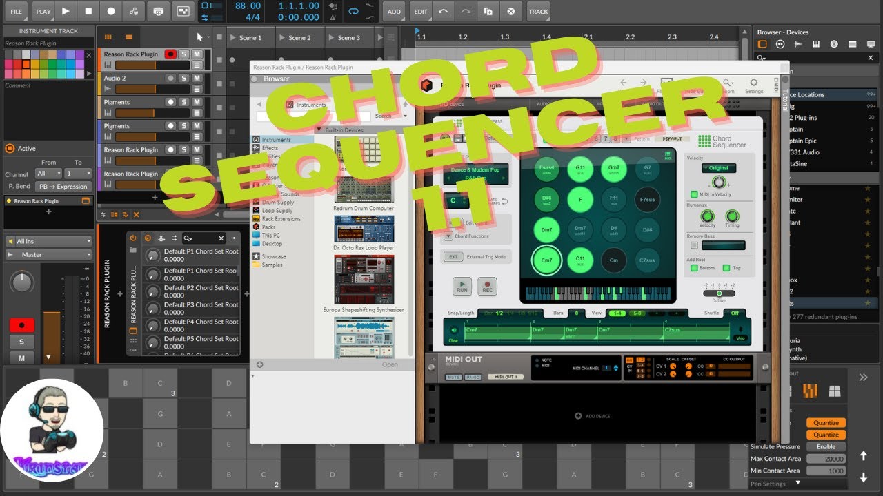 Finding inspiration for a new chill loop with Reason's Chord Sequencer 1.1 - YouTube