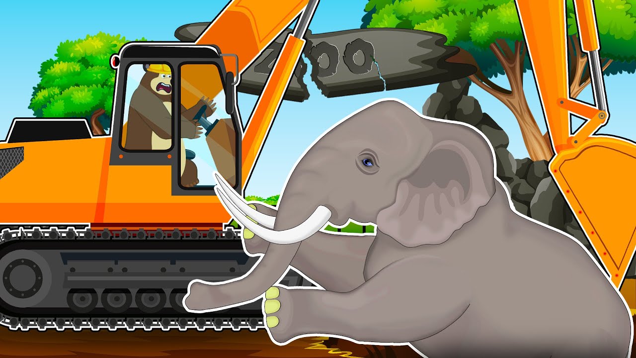 Elephant falls into deep hole - Excavator rescues elephant | Zoo repair ...