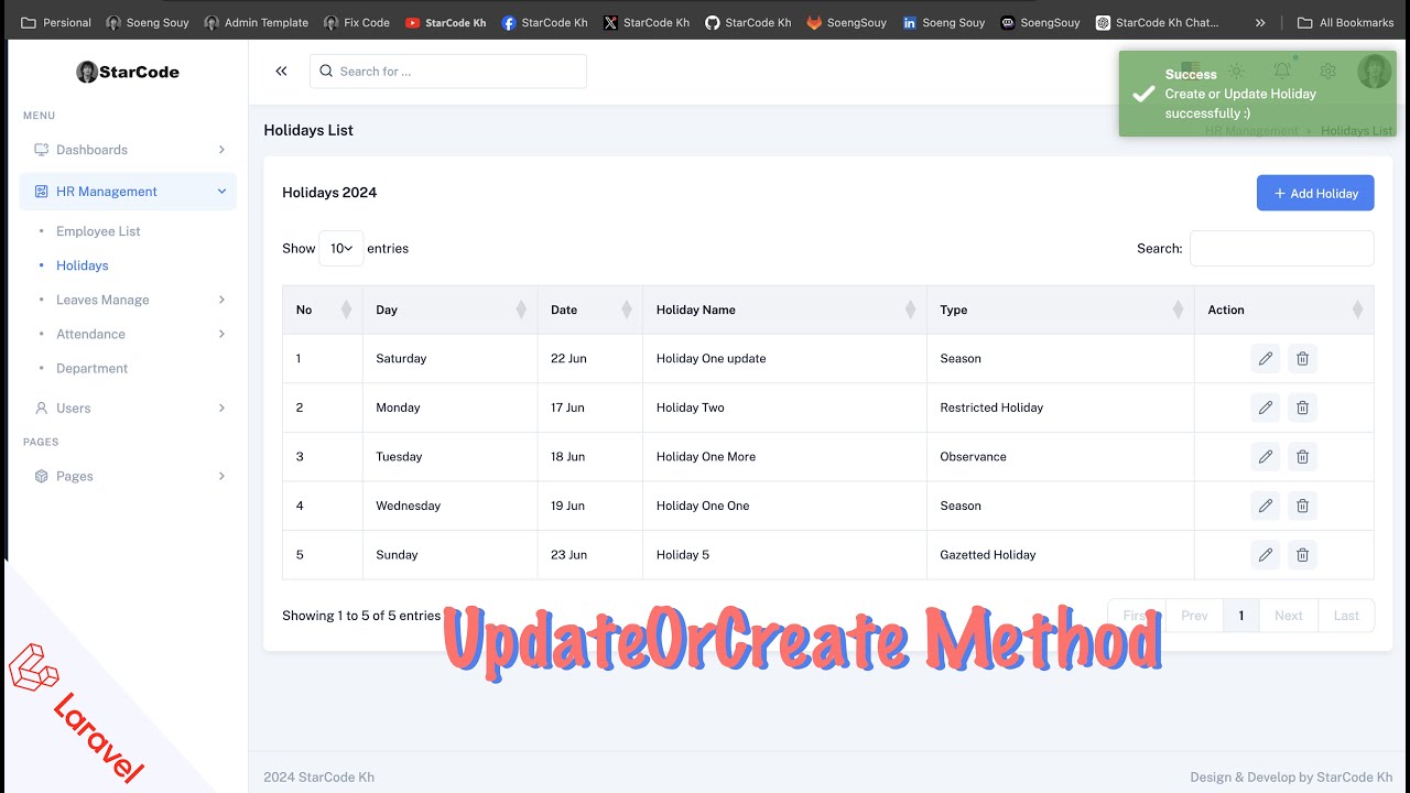 Laravel UpdateOrCreate Method | HR Management - YouTube Laravel UpdateOrCreate Method | HR Management - YouTube