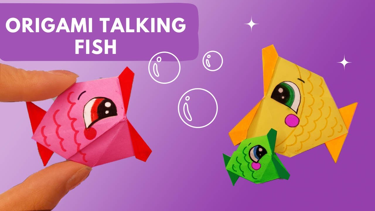 Origami talking fish /How to make a 3D paper fish without using glue ...