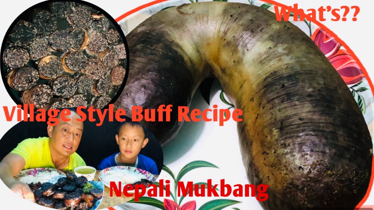 Village Style Buff Sergemba !! Buff Sausage With Jhyau !! 5Kg Mukbang ...