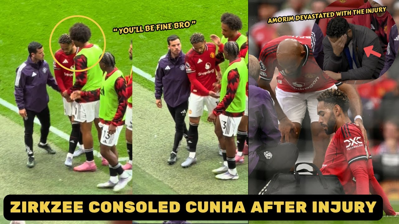 Joshua Zirkzee consoled sad Matheus Cunha after injury - YouTube