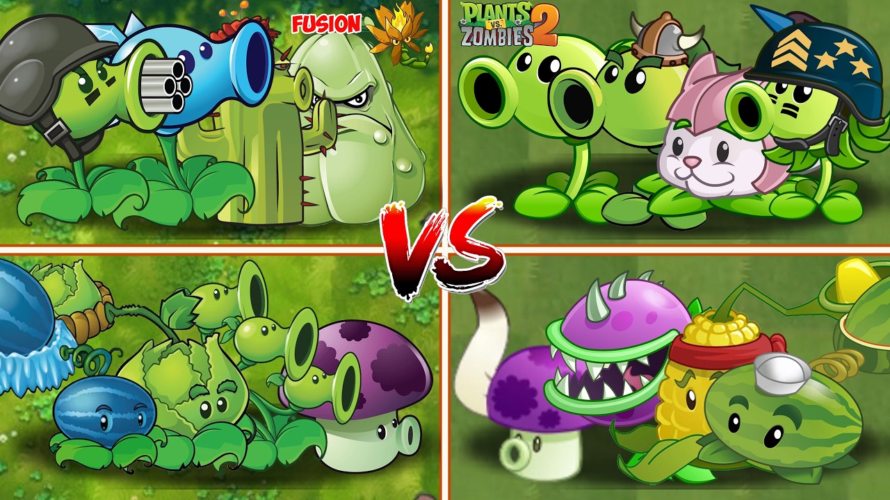 PVZ FUSION VS PVZ 2 - 4 Plants Team Vs Zombie Team - p104 - Who will ...