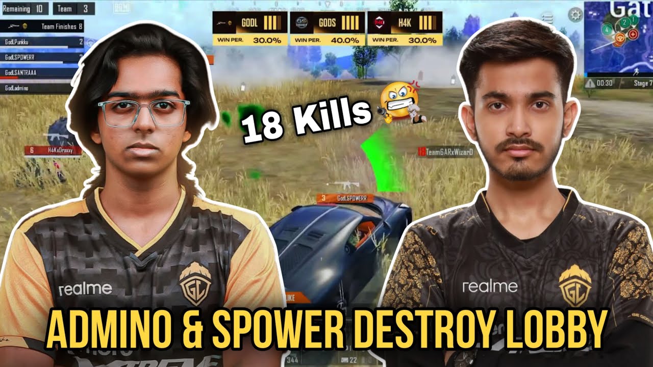 Admino & Spower Destroy Lobby 🔥💀 SPOWER Quick 1v4 🤯 | GodL Back To Back ...