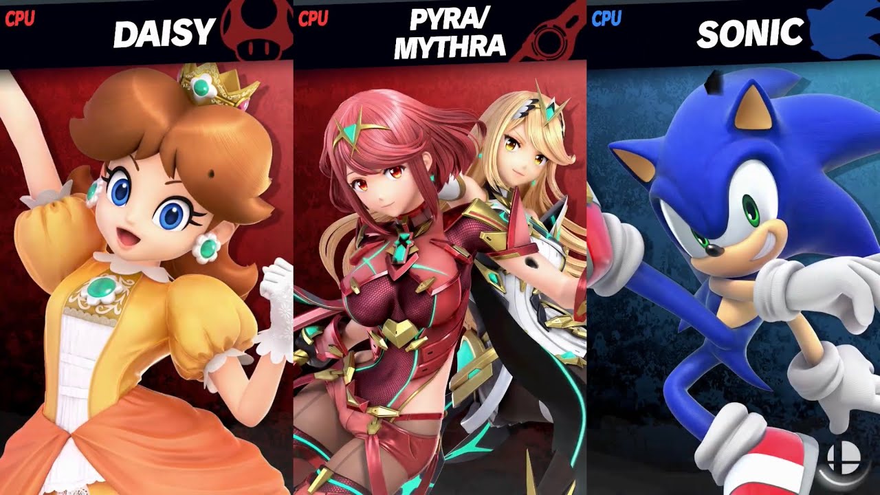 Super Smash Bros. Ultimate - Daisy & Pyra/Mythra vs Sonic - YouTube